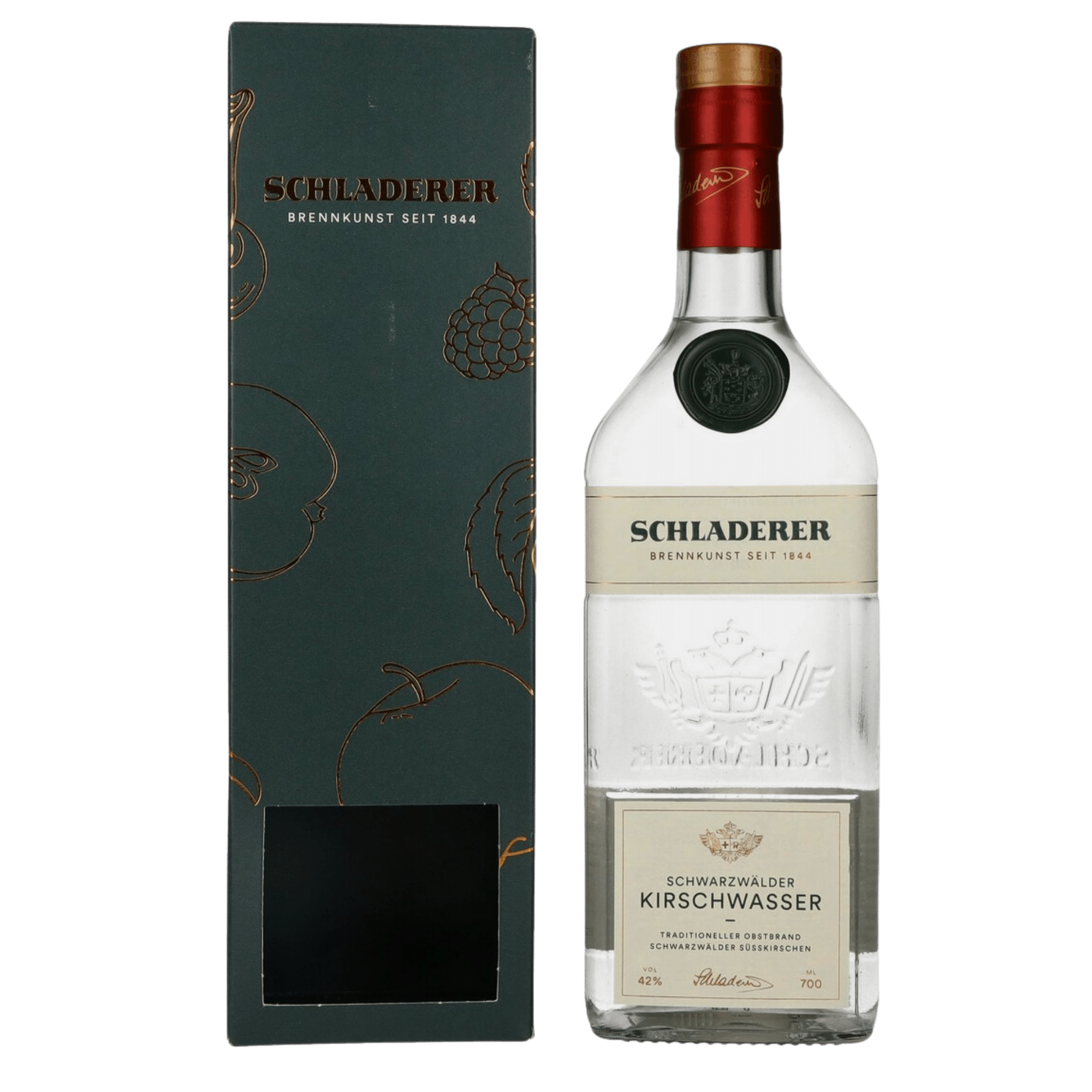 Schladerer Schwarzwälder Kirschwasser 42% Vol. 0,7l +GB - Golden Rain